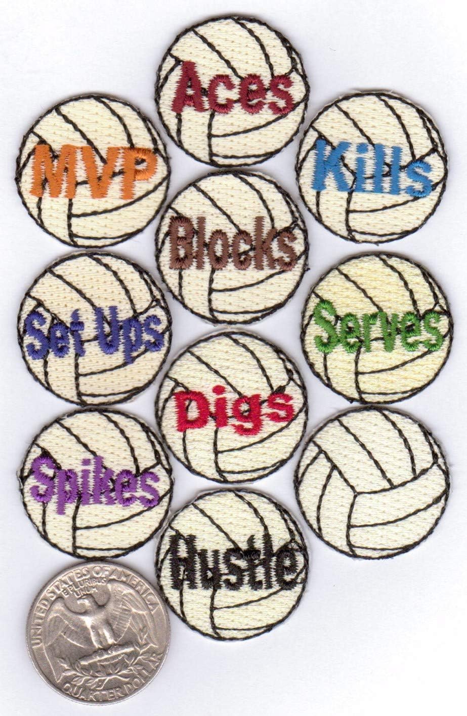 Amazon.com: 20 Volleyball Award Patches 2 x 10-Packs. Design Variety ...