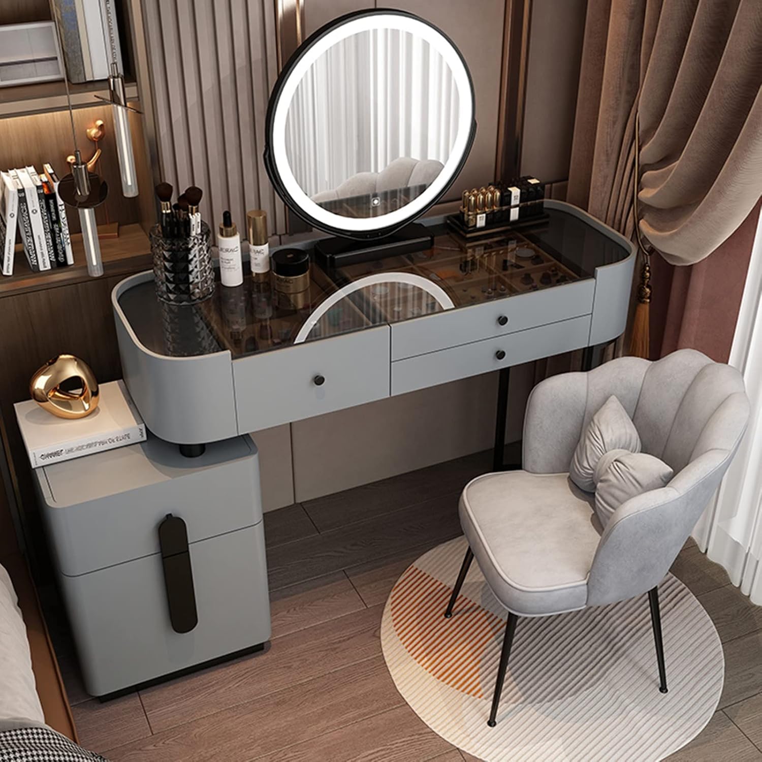 Amazon.com: Ladies Makeup Vanity Desk, Dressing Table with mirror 3 ...