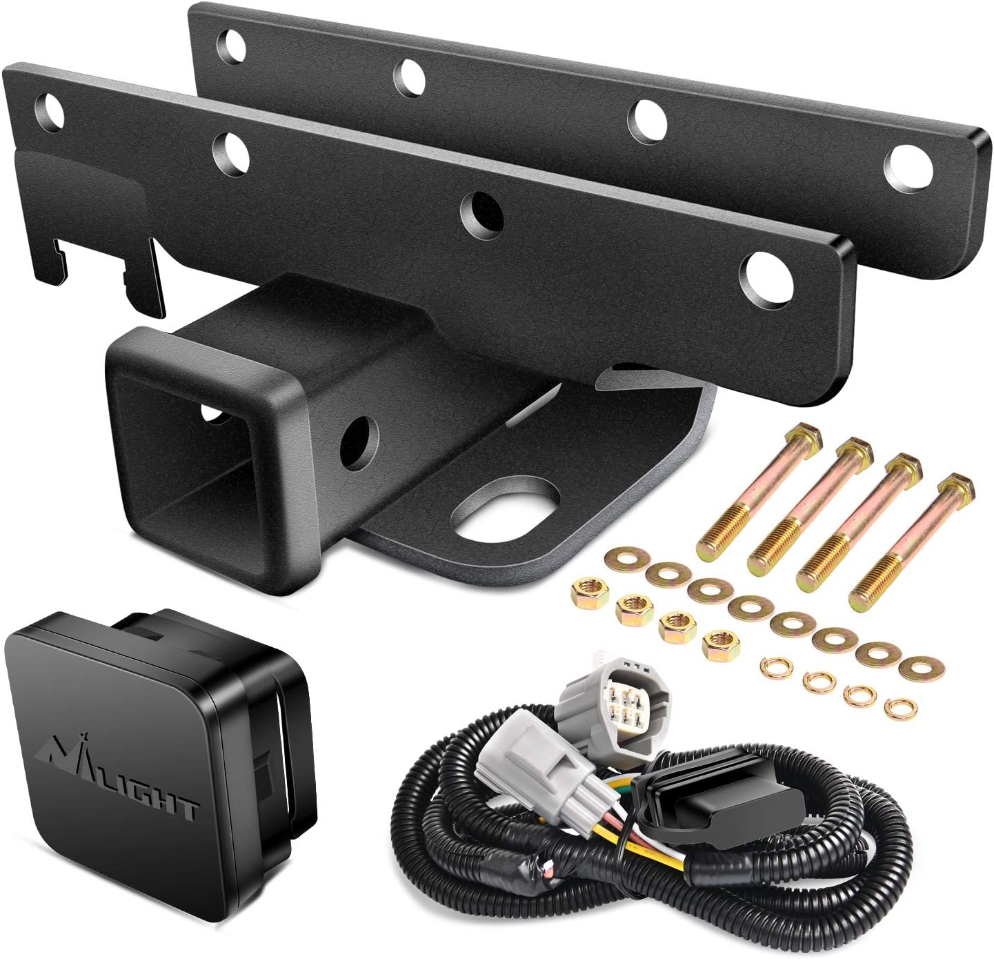 Nilight - JK-61A 2" inch Rear Bumper Tow Trailer Hitch Receiver Kit ...
