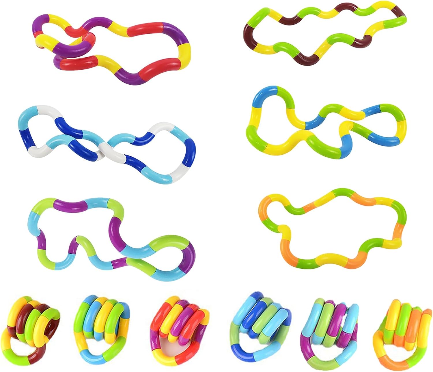 12pcs Tangle Fidget Toy Twisty Fidget Toy, Stress Relief Sensory Fidget ...