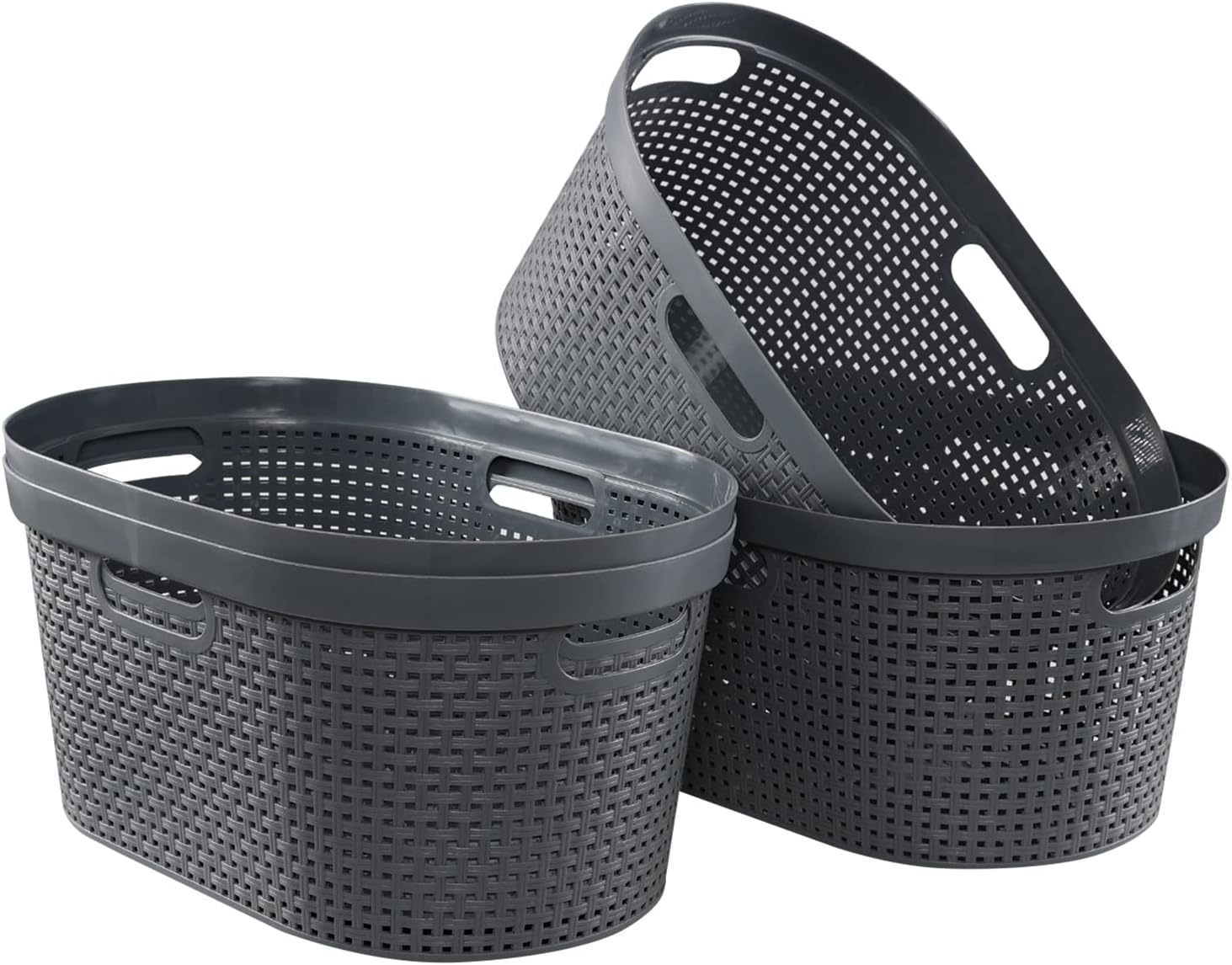 Amazon.com: Wekioger 40 L Plastic Laundry Basket with Cutout Handles, 4 ...