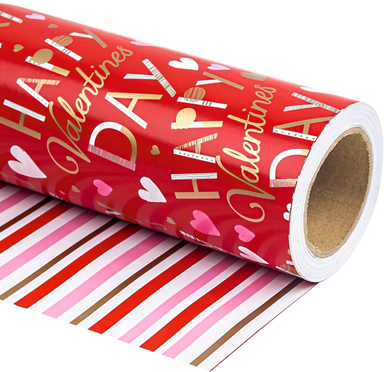 Amazon.com: WRAPAHOLIC Reversible Valentine's Day Wrapping Paper - Mini ...