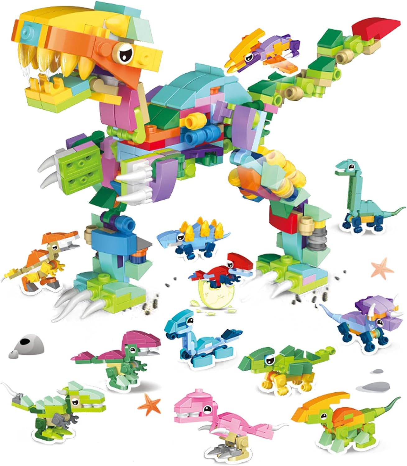 Dinosaur Mini Building Blocks 12 in 1 Micro Building Sets Boys Dinosaur ...