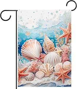 Amazon.com : Ocean Seashell Starfishes House Flag Double Sided Vertical ...