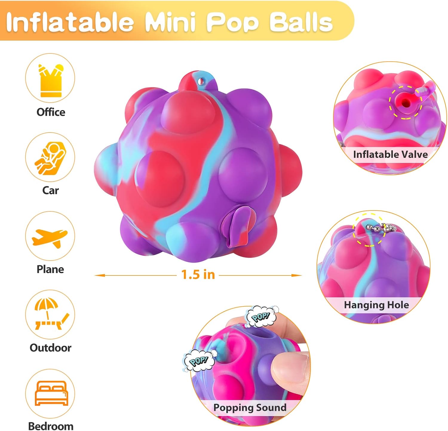 Mini Pop Ball It Fidget Toys 9 piezas, 3D Squeeze Pop Ball Its Fidget ...