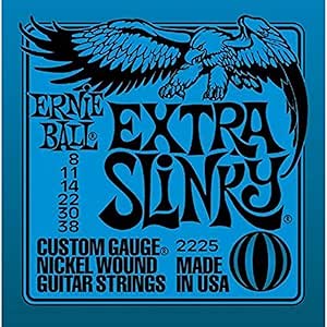 Amazon.com: Ernie Ball P02225 Extra Slinky Nickel Wound Electric Guitar Strings, 8-38 (5 Pack ...