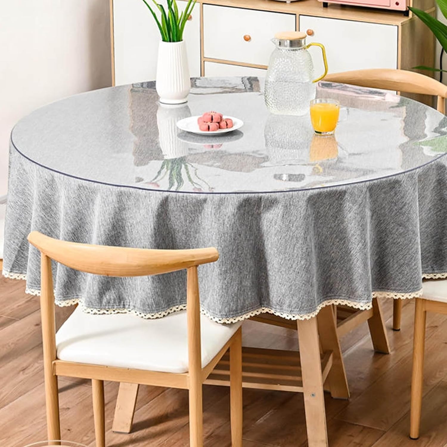 Amazon.com: Xzomystify 0.06" Clear Table Protector Round PVC Dining ...