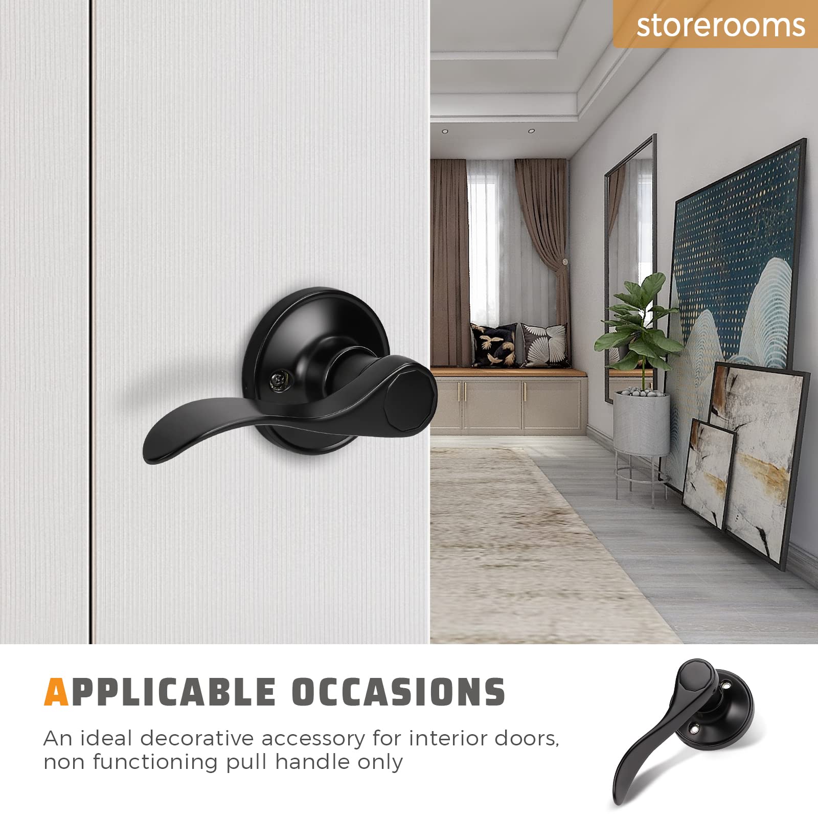 Snapklik.com : KNOBWELL 1 Pack Dummy Door Knob Black Lever Door Handle ...