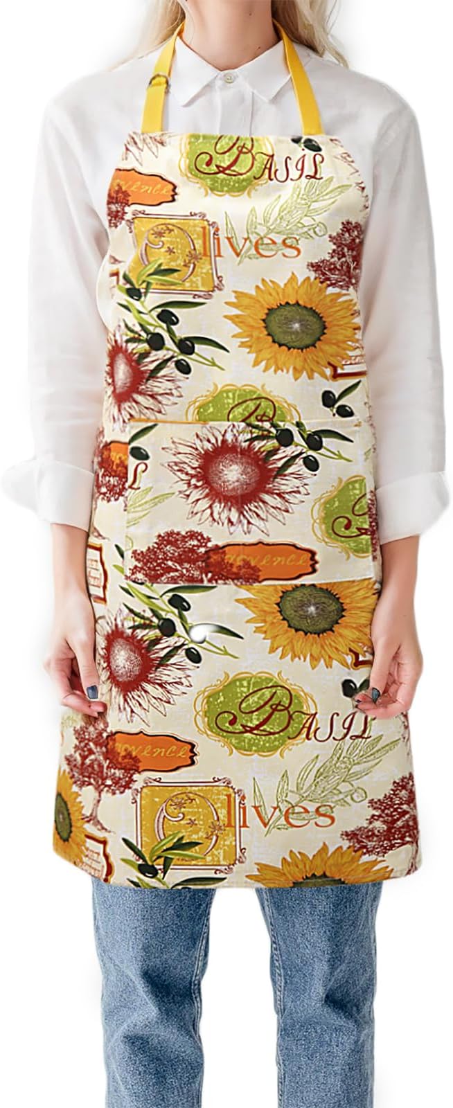 Amazon.com: AMOUR INFINI Cotton Aprons for Women with Pocket ...