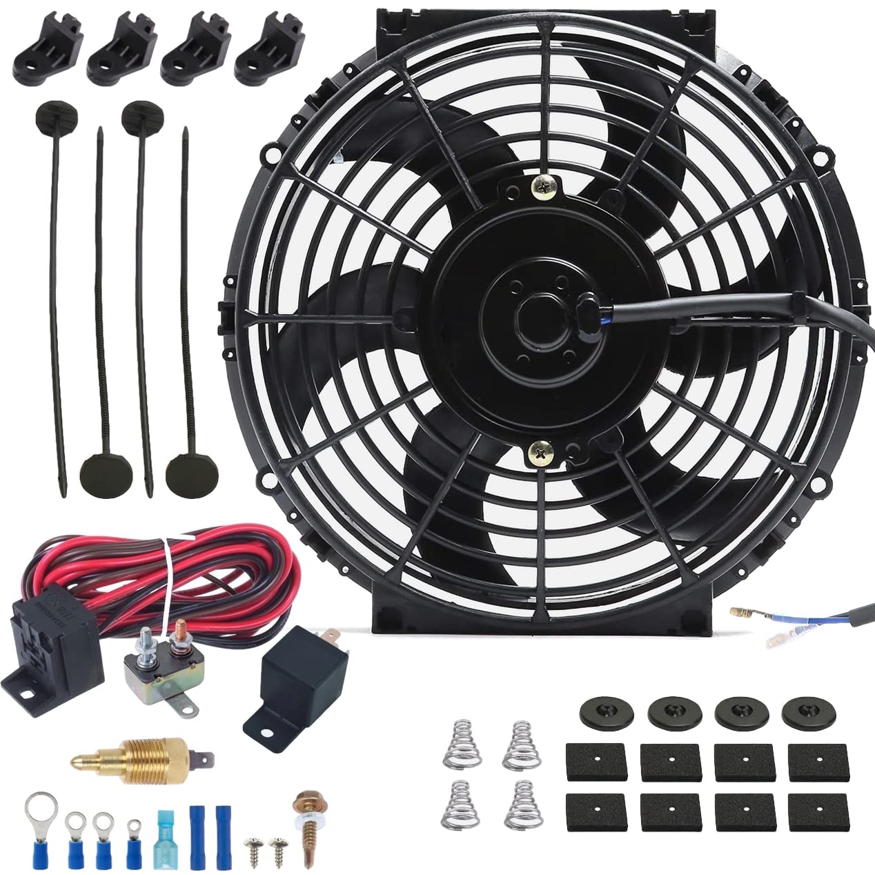 American Volt Universal 12 Volt Electric Radiator Cooling Fan 3/8" 1/2 ...