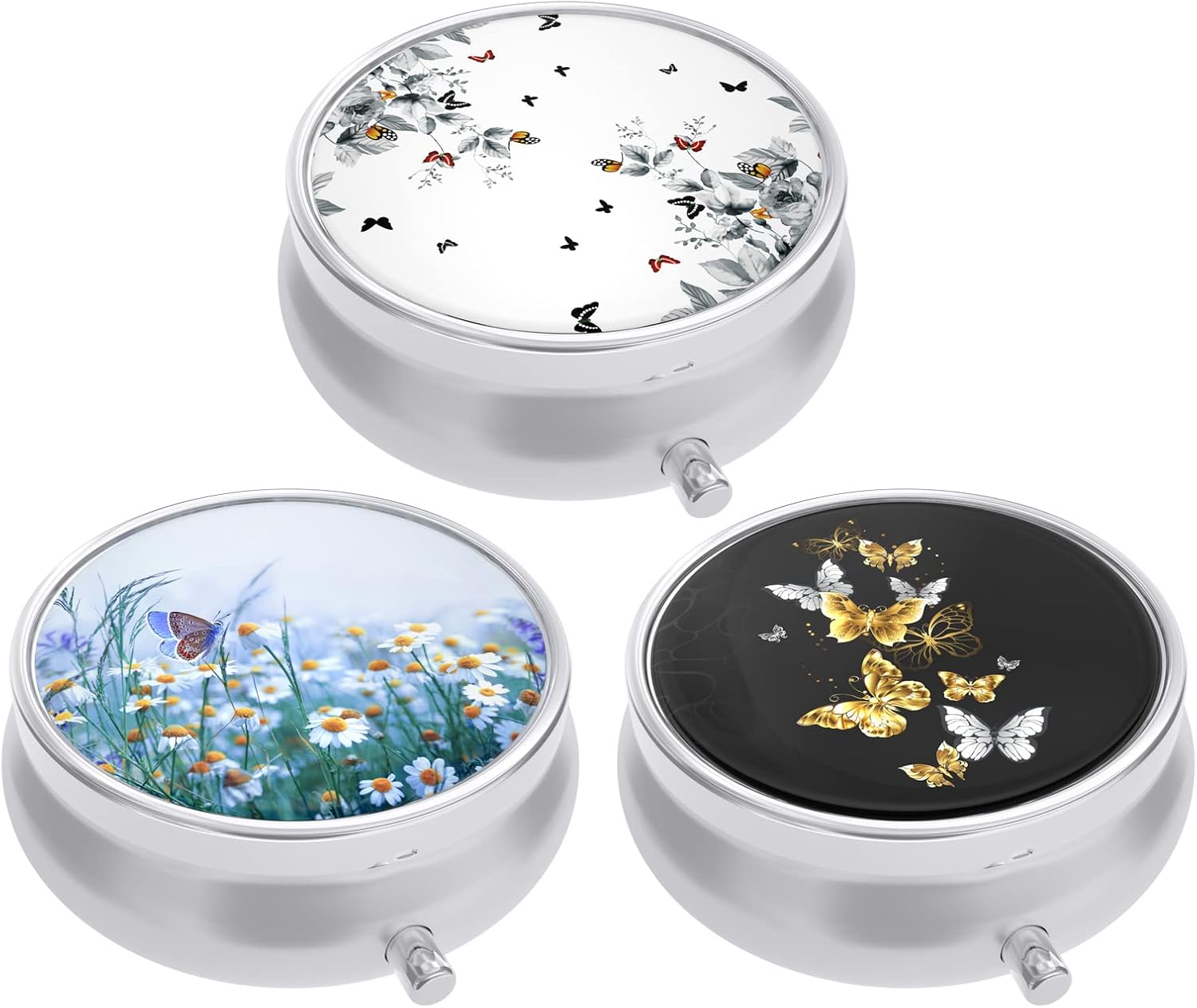 Amazon.com: 3 Pack Pill Box, Small Pill Case for Purse & Pocket, Cute ...