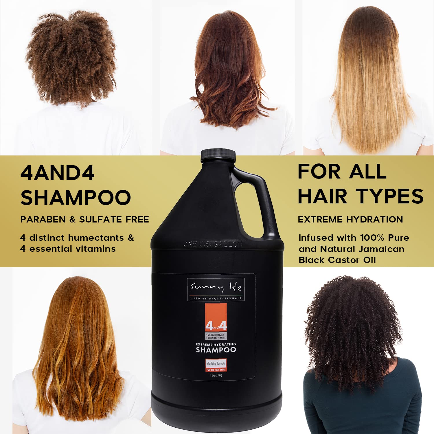 Sunny Isle 4AND4 Champú de 1 galón Fórmula clarificante de grado ...