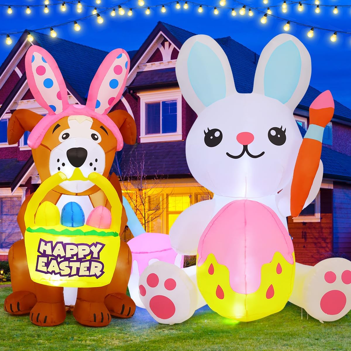 Amazon.com: GOOSH 5 FT Easter Dog Inflatables Outdoor Decorations and 5 ...