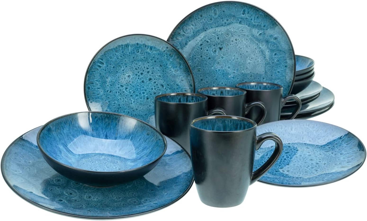 CreaTable, 23630, Serie CAPRI - Reaktivglasur, 16-teiliges Geschirrset, Kombiservice aus ...