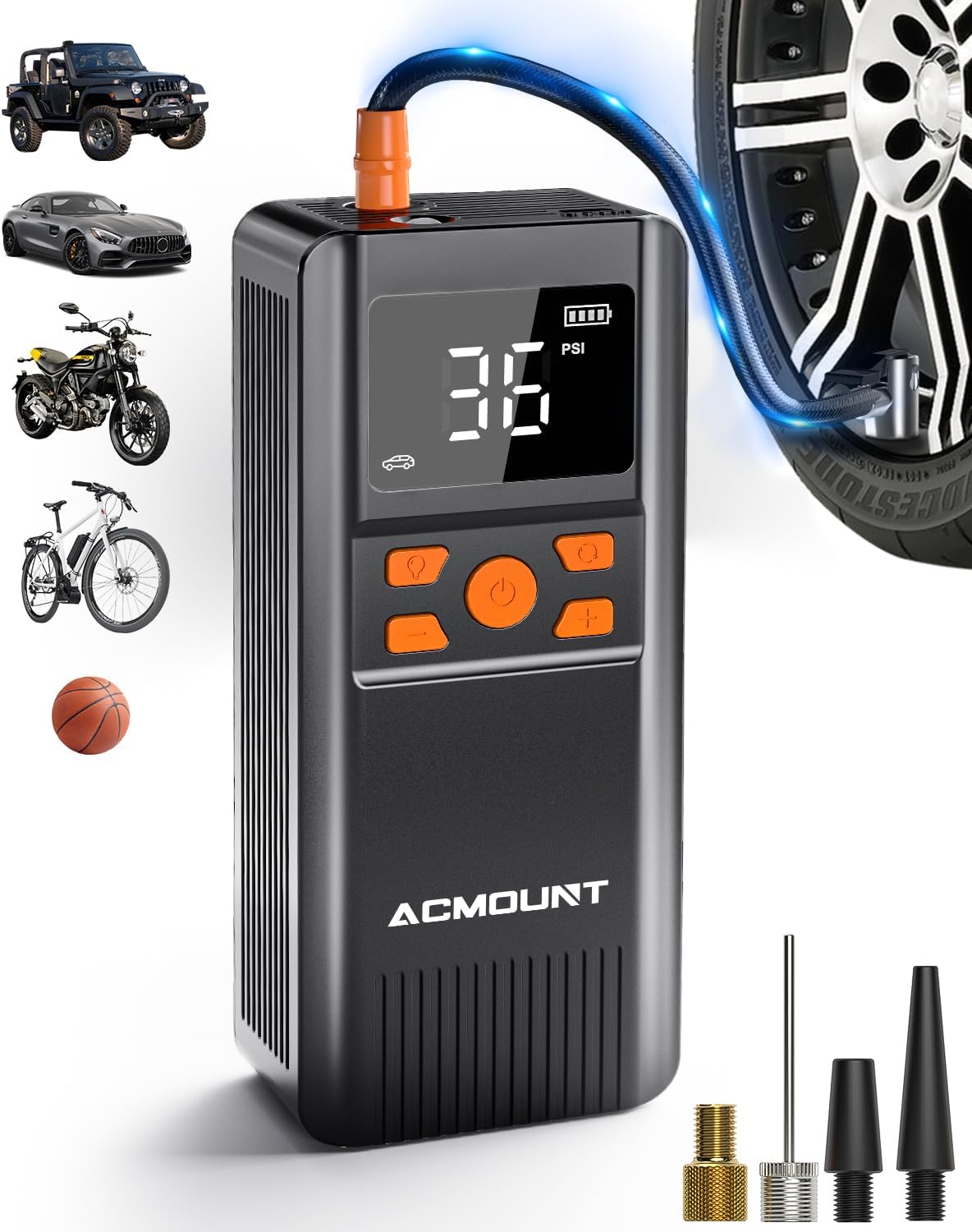 Acmount Tire Inflator Portable Air Compressor, 150PSI Cordless Car Tire ...