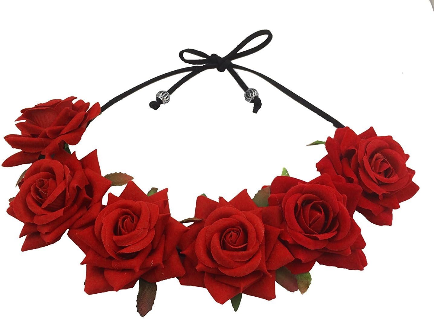 Amazon.com : Floral Fall Rose Red Rose Flower Crown Woodland Hair ...