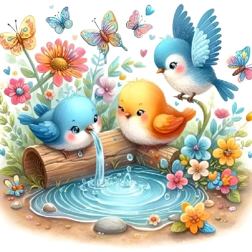 Amazon.com: Canrichshop Lovely Young Birds Diamond Art Painting Kits ...