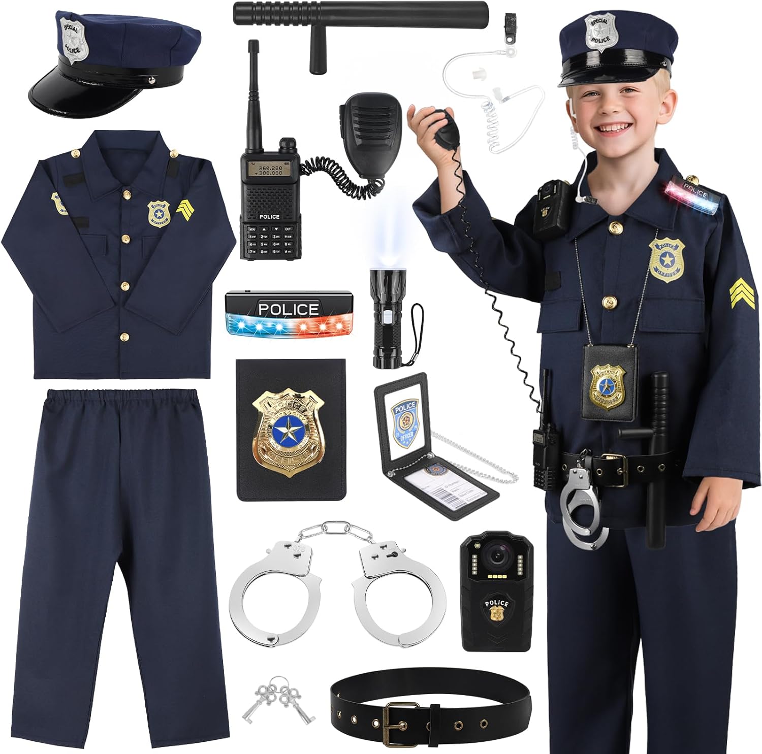 Amazon.com: IVENRXIU Police Costume for Kids, Cop Pretend Play Toys for ...
