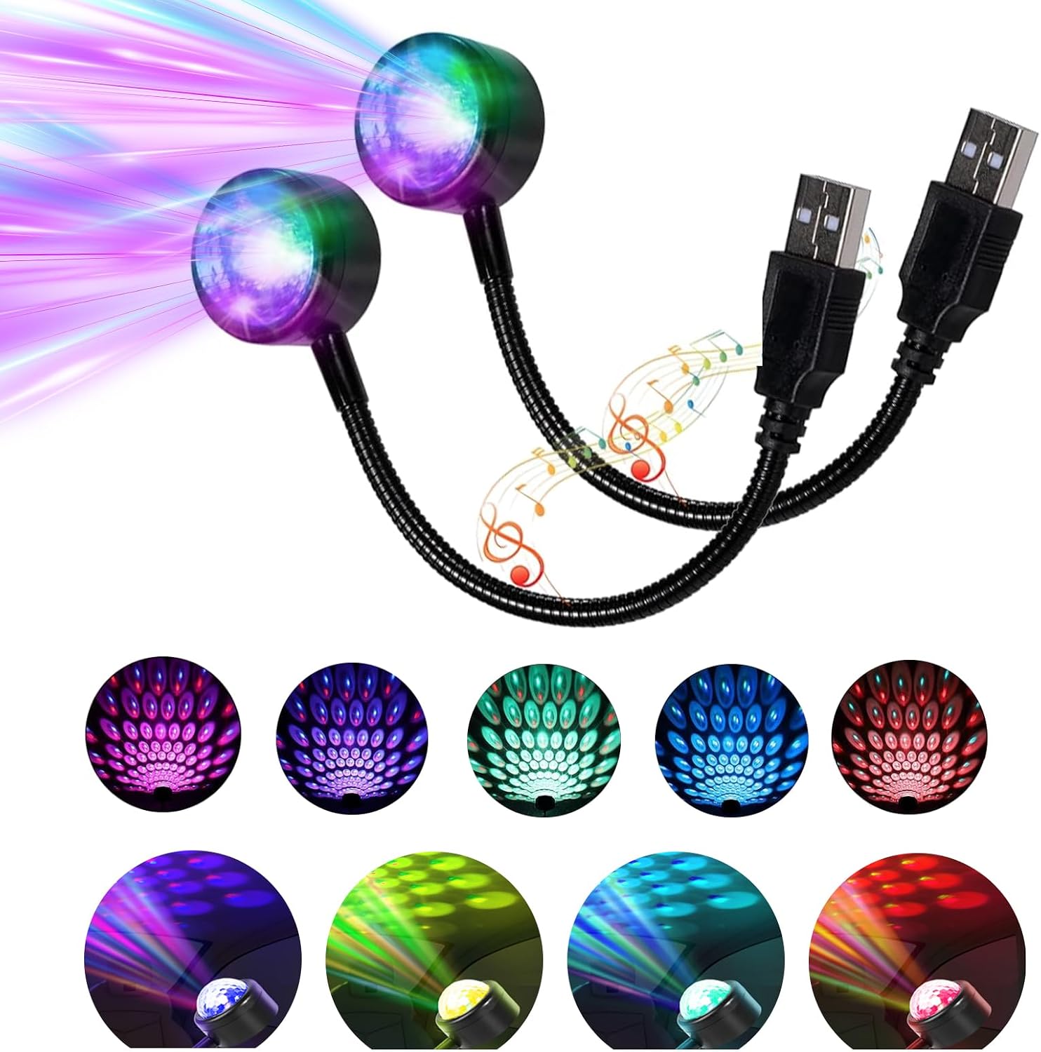 SZSSXPL 2Pcs USB Projector Night Light,Adjustable Atmosphere Car Roof ...