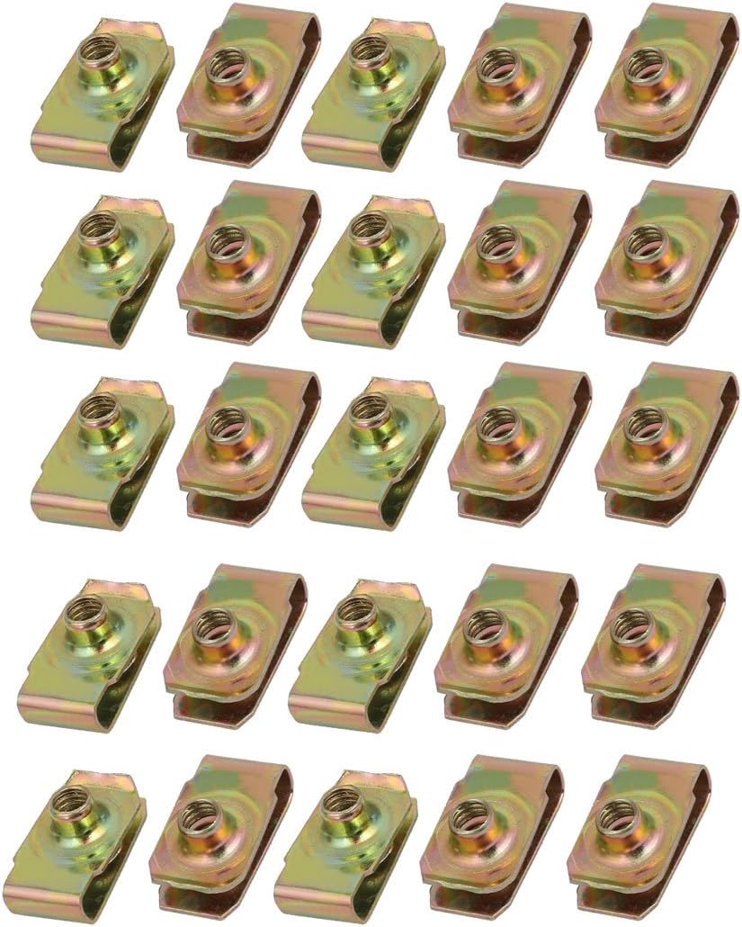 Amazon.com: uxcell 25pcs 65Mn Spring Steel Speed Fastener U Nut Brass ...