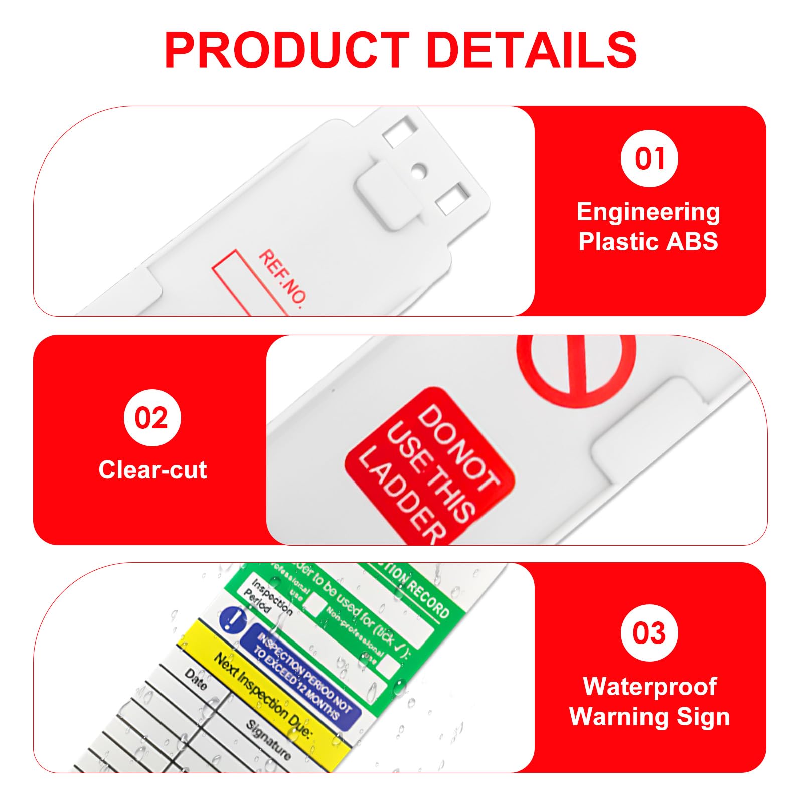 Ladder Tags Waterproof Inspection Record Kit 3 Holders and 6 Ladder ...