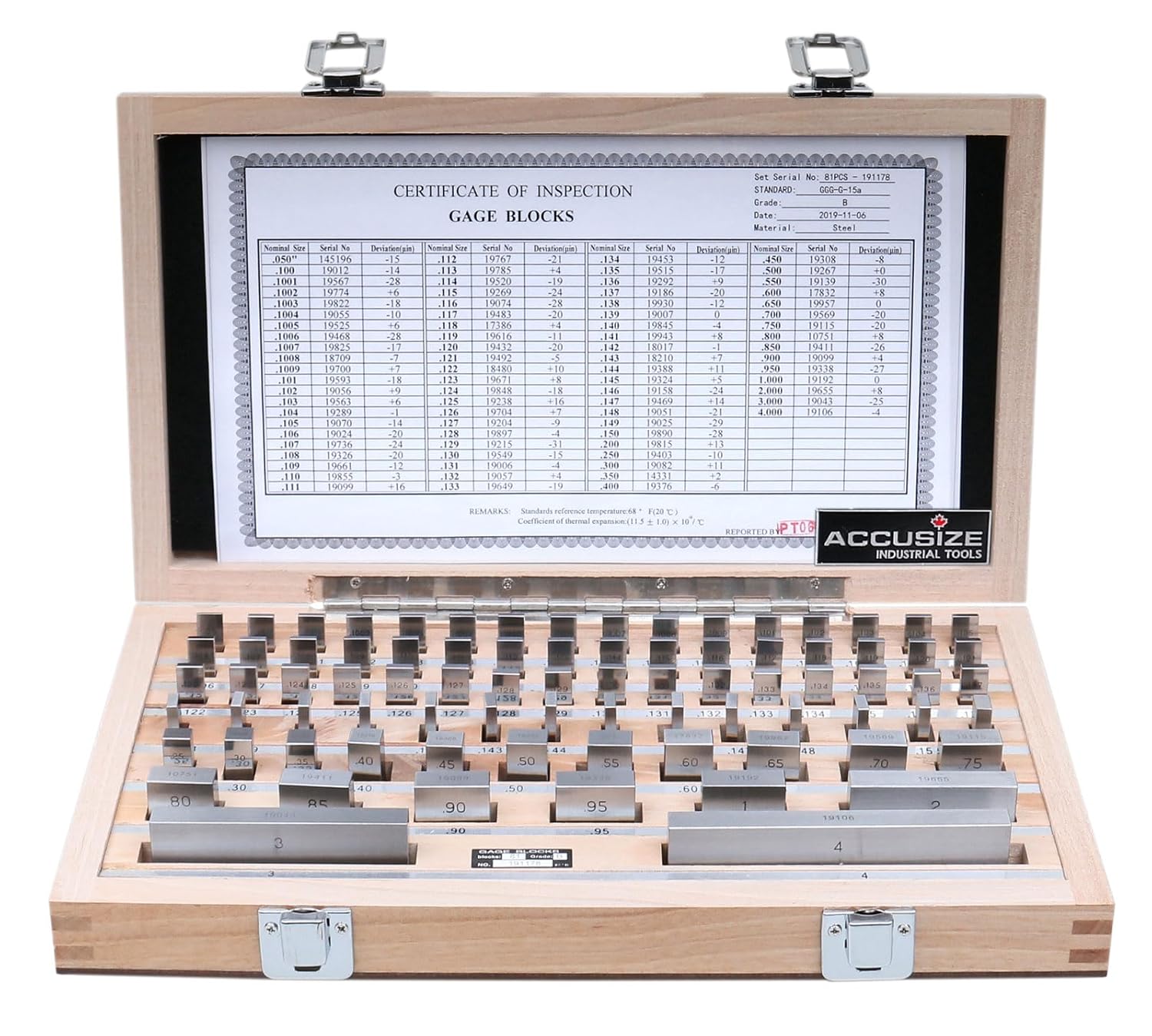 Accusize Industrial Tools 81 Pcs Steel Gauge Block Set, Grade B, P900 ...