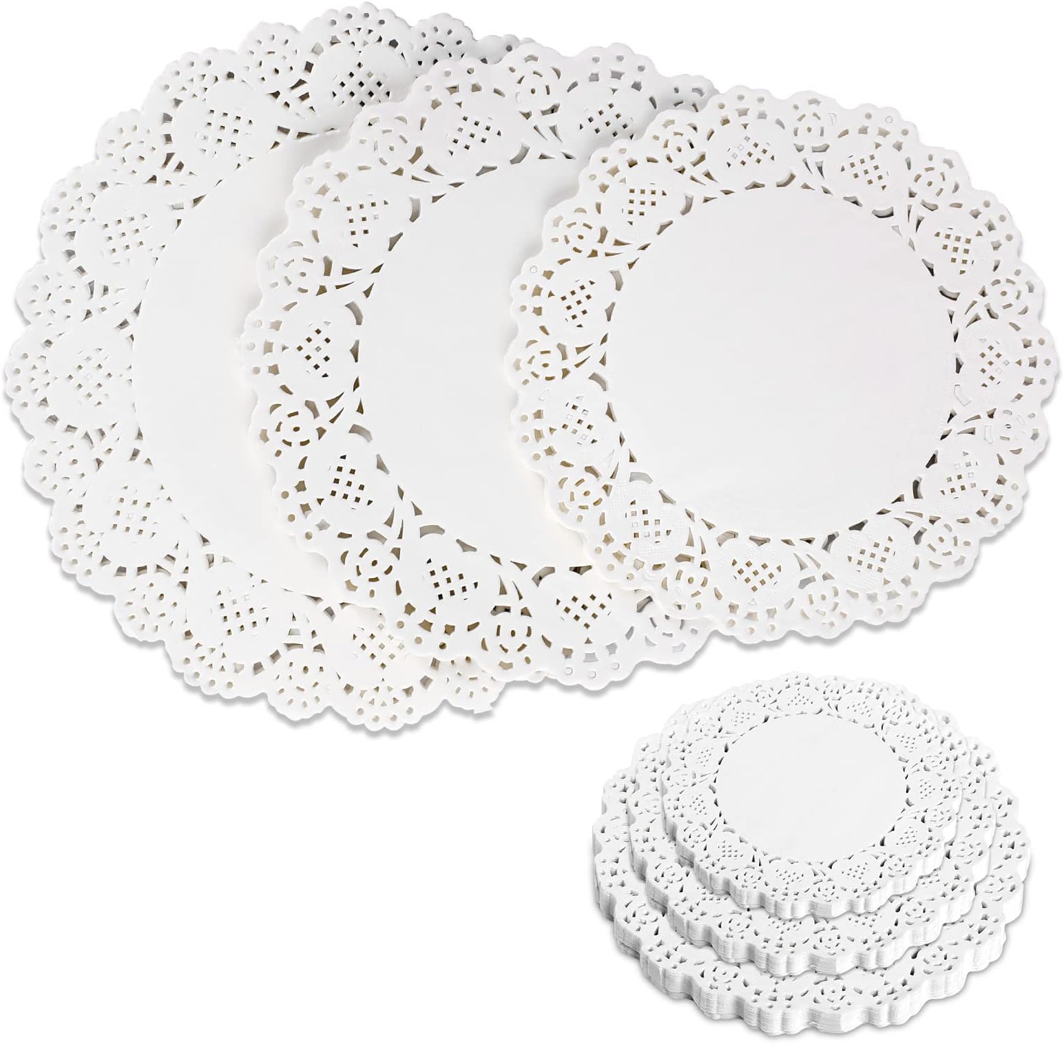 Amazon.com: 90 Pack Lace Paper Doilies Assorted Sizes, White Round ...