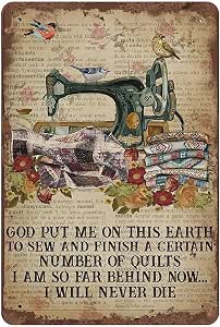 Amazon.com: Fun Metal Poster Quilting God Put Me on This Earth Vintage ...