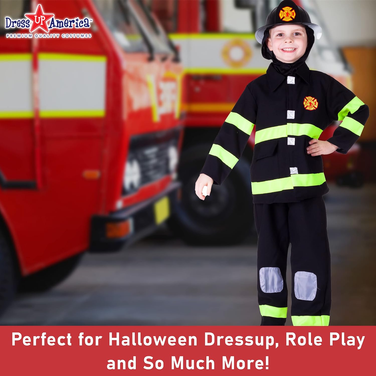 Amazon.com: Dress-Up-America Firefighter Costume For Kids – Fireman ...