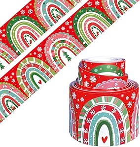 Amazon.com: Christmas Bulletin Board Borders Boho Rainbows Winter ...
