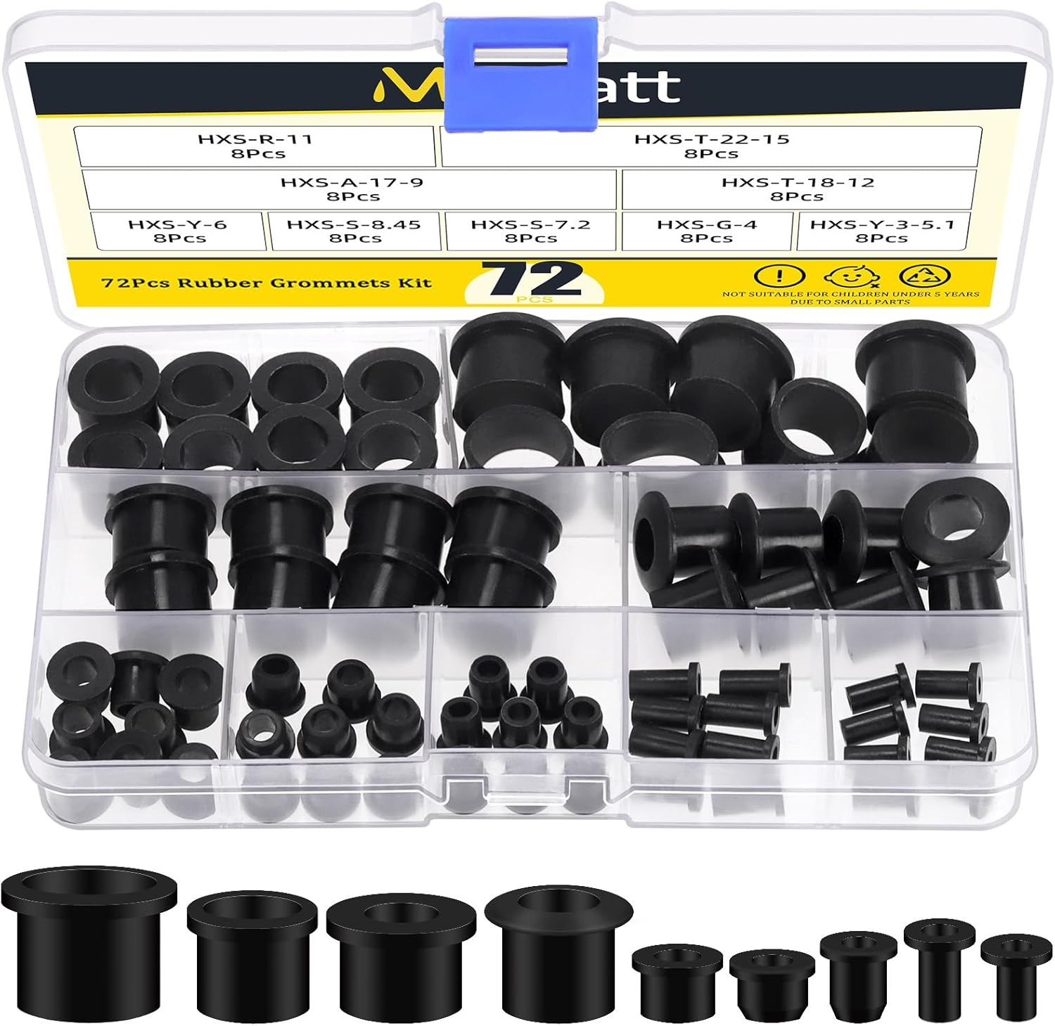 Amazon.com: Mardatt 72Pcs Top Hat Silicone Rubber Grommets for Wiring ...