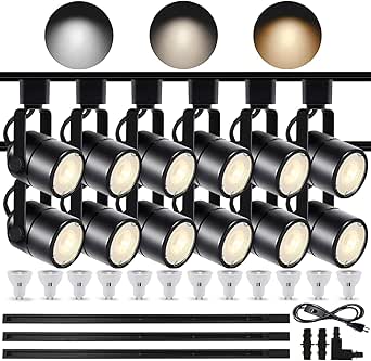 Yuemegou Dimmable LED Track Lighting Kit, 3CCT 10W Track Lighting Heads ...
