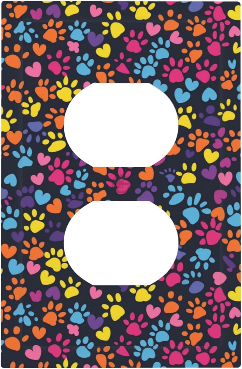 Buyidec Colorful Dog Cat Paw Print 1 Gang Single Duplex Receptacle ...