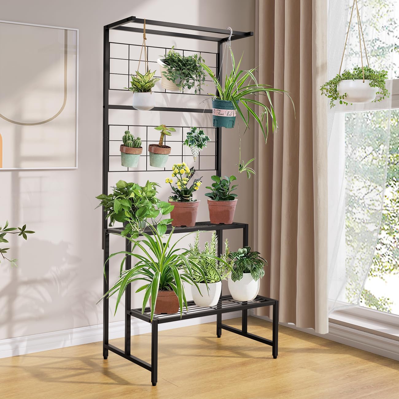 Large Heavy Duty Metal High Plant Stand Outdoor Indoor, Hanging Plant ...