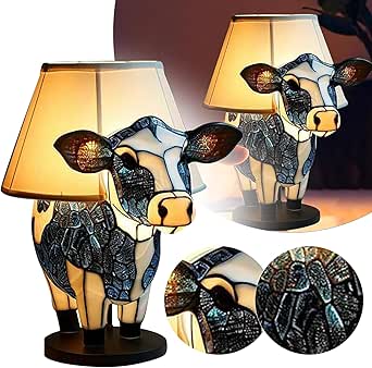 Varuotu Cow Lamp Animal Table Lamp Cute Cow Night Light Living Room ...