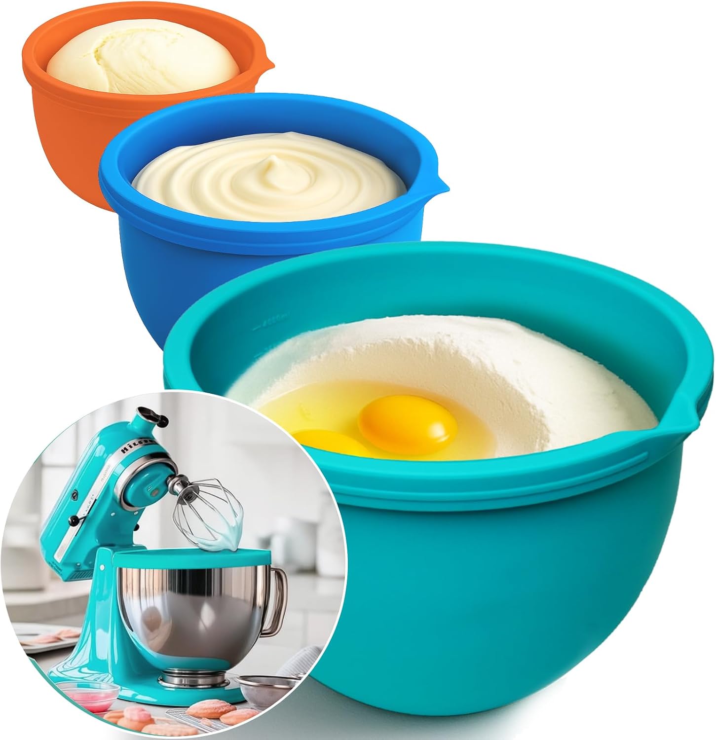 Amazon.com: Upgraded 4.5-5QT Silicone Bowl Liners for KitchenAid Mixer ...