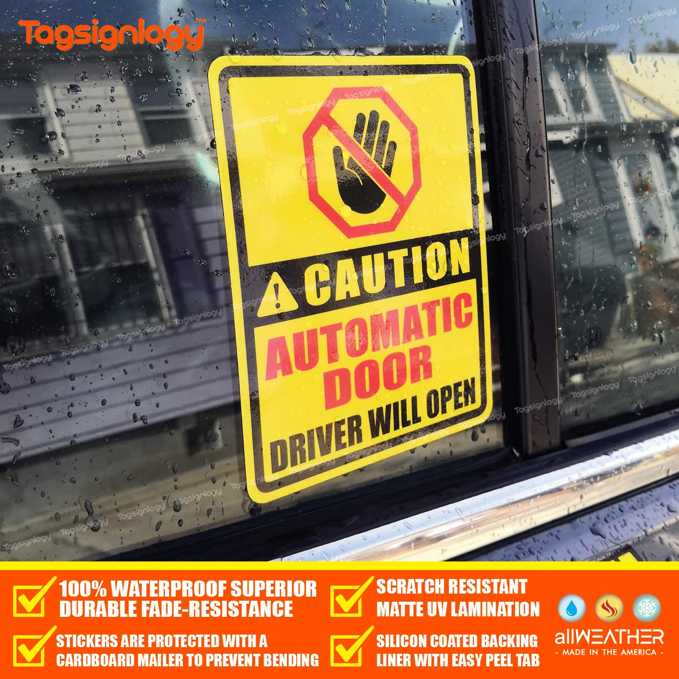 Waterproof Warning Signs Automatic Door Warning Decals - 4-Piece Safety ...