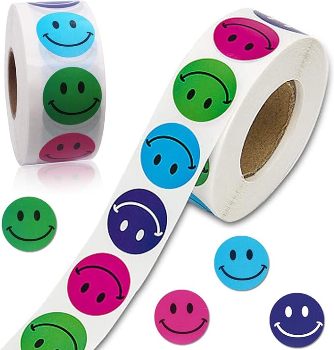 Amazon.com: 1000 Pieces Happy Smile Face Sticker Small Happy Face ...