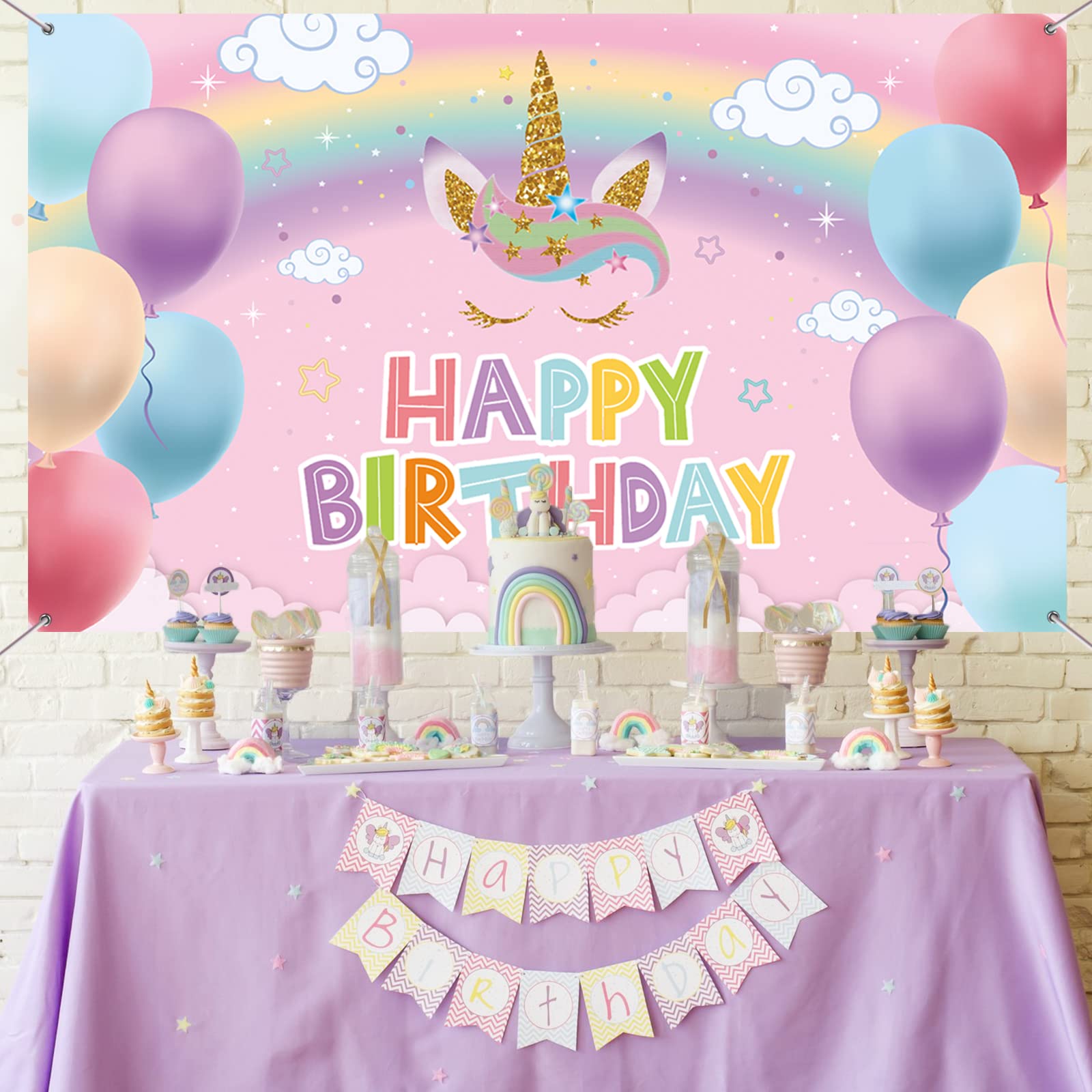 Unicorn Birthday Banner Unicorn Happy Birthday – Banners And