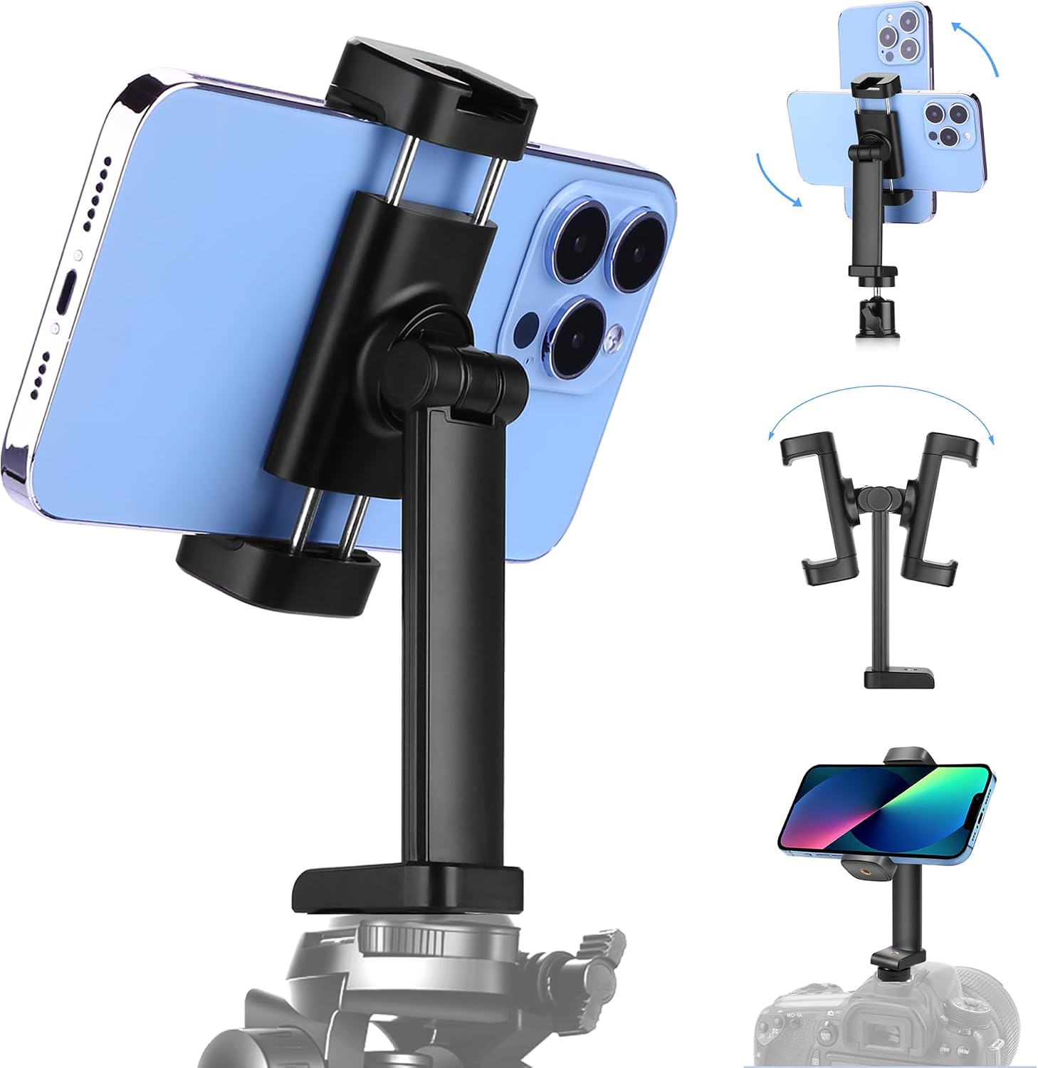 Amazon.com: Peastrex Cell Phone Holder Vertical and Horizontal Tripod ...