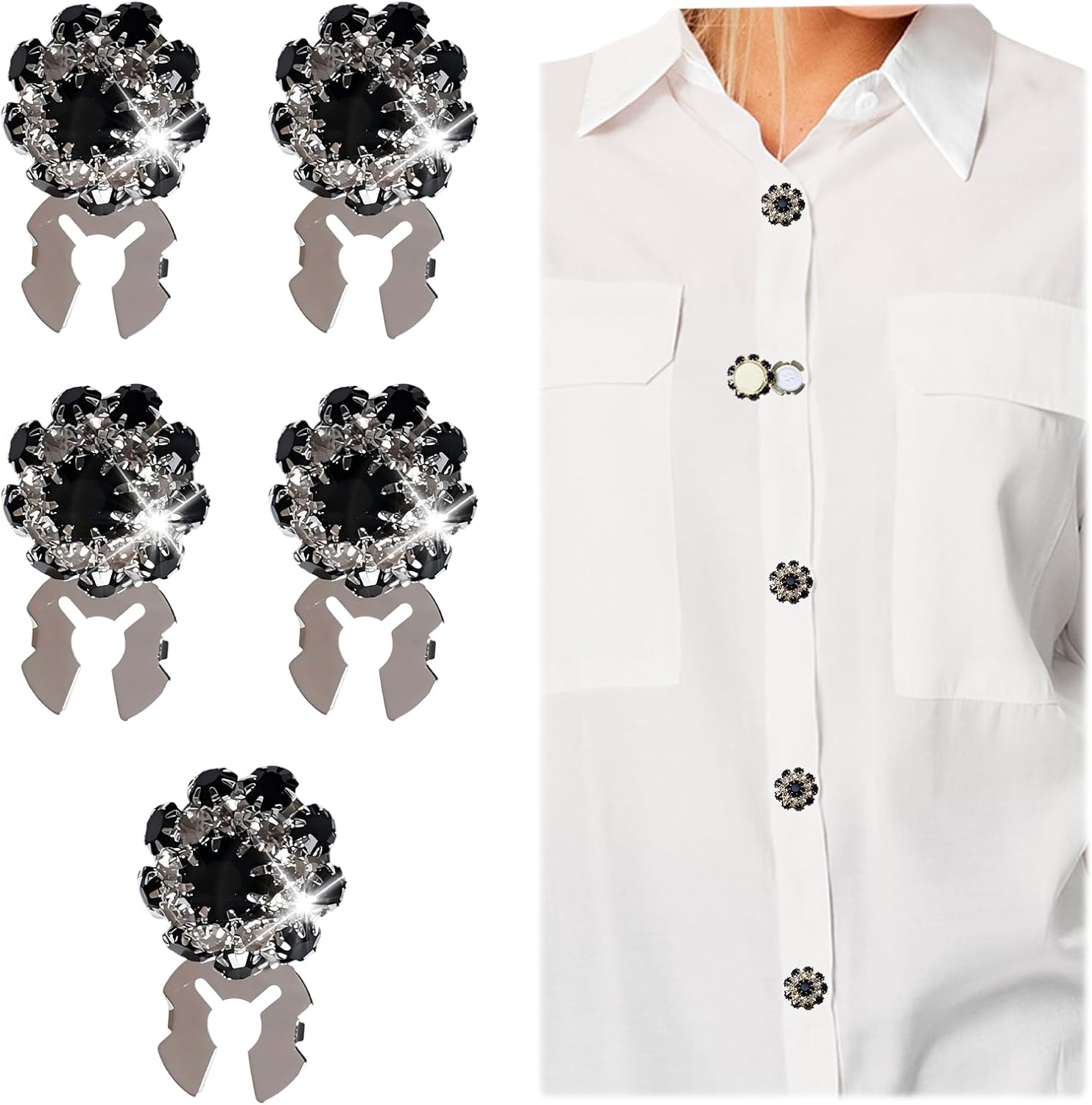 Amazon.com: 20MM Rhinestone Button Covers – 5 Sets for Women/Man ...