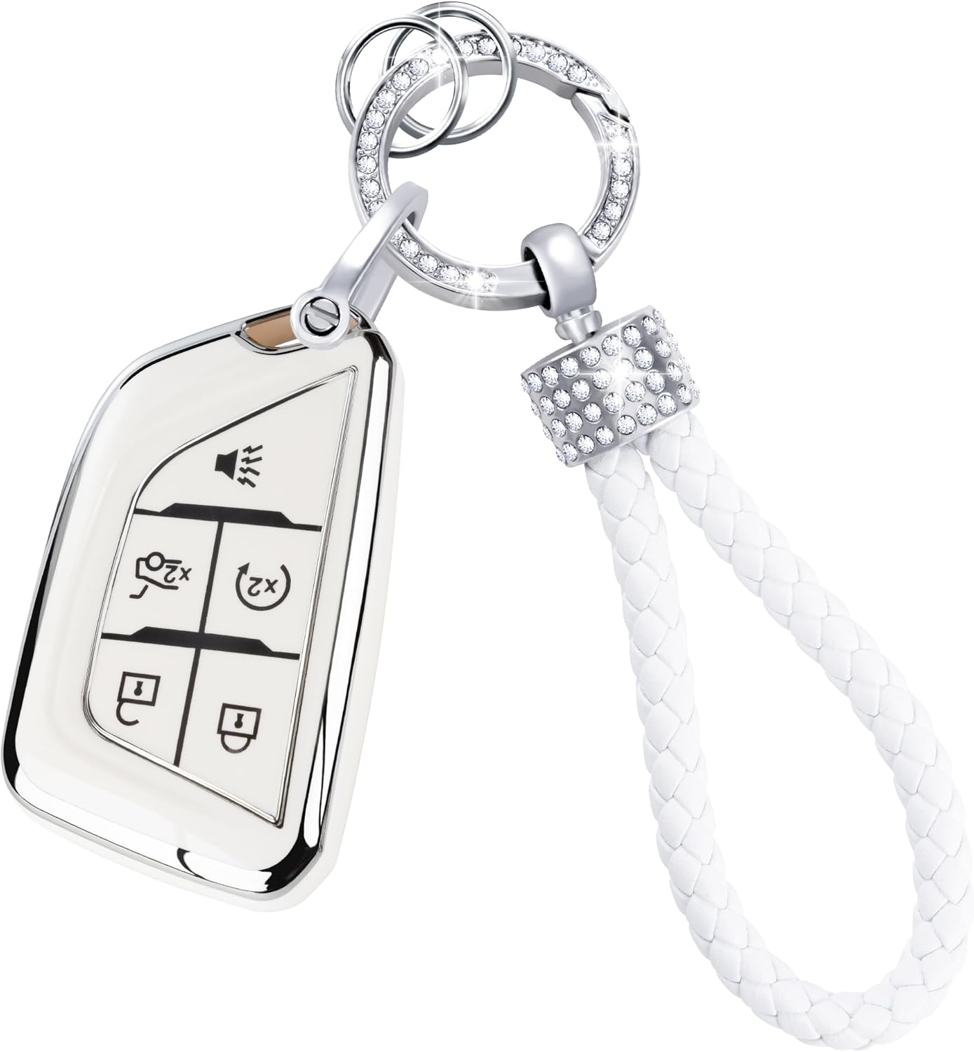 Amazon.com: for Cadillac Key Fob Cover with Diamond Keychian Compatible ...