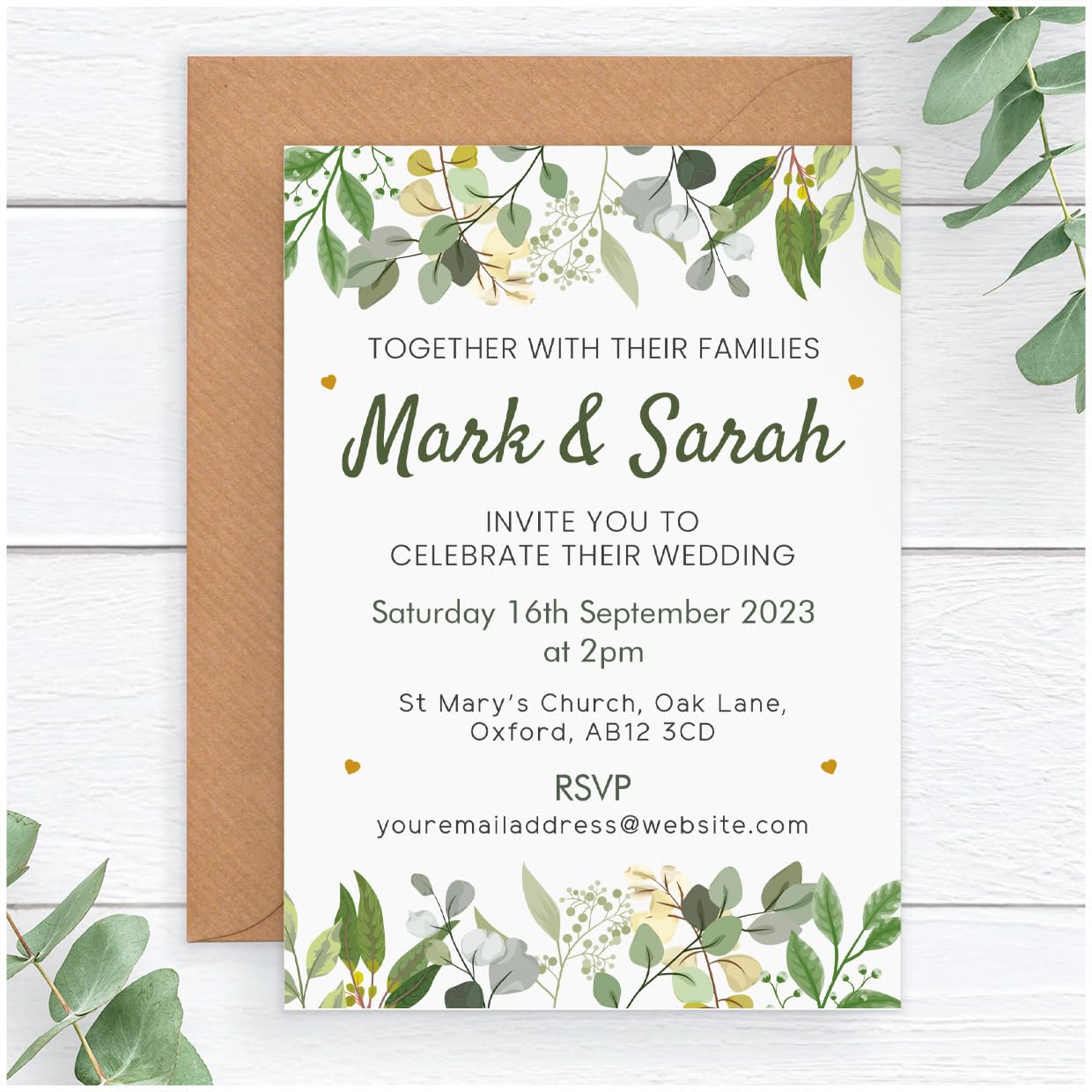 Beecreative Personalised Wedding Invitation Packs 10 30 50 100 - Rustic ...