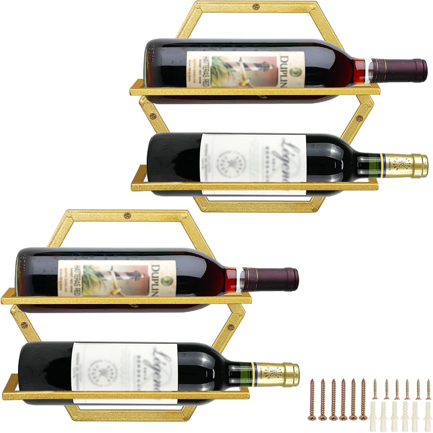 Amazon.com: YALINKA 2Pcs Wall Mounted Wine Bottle Rack, Metal Hanging ...