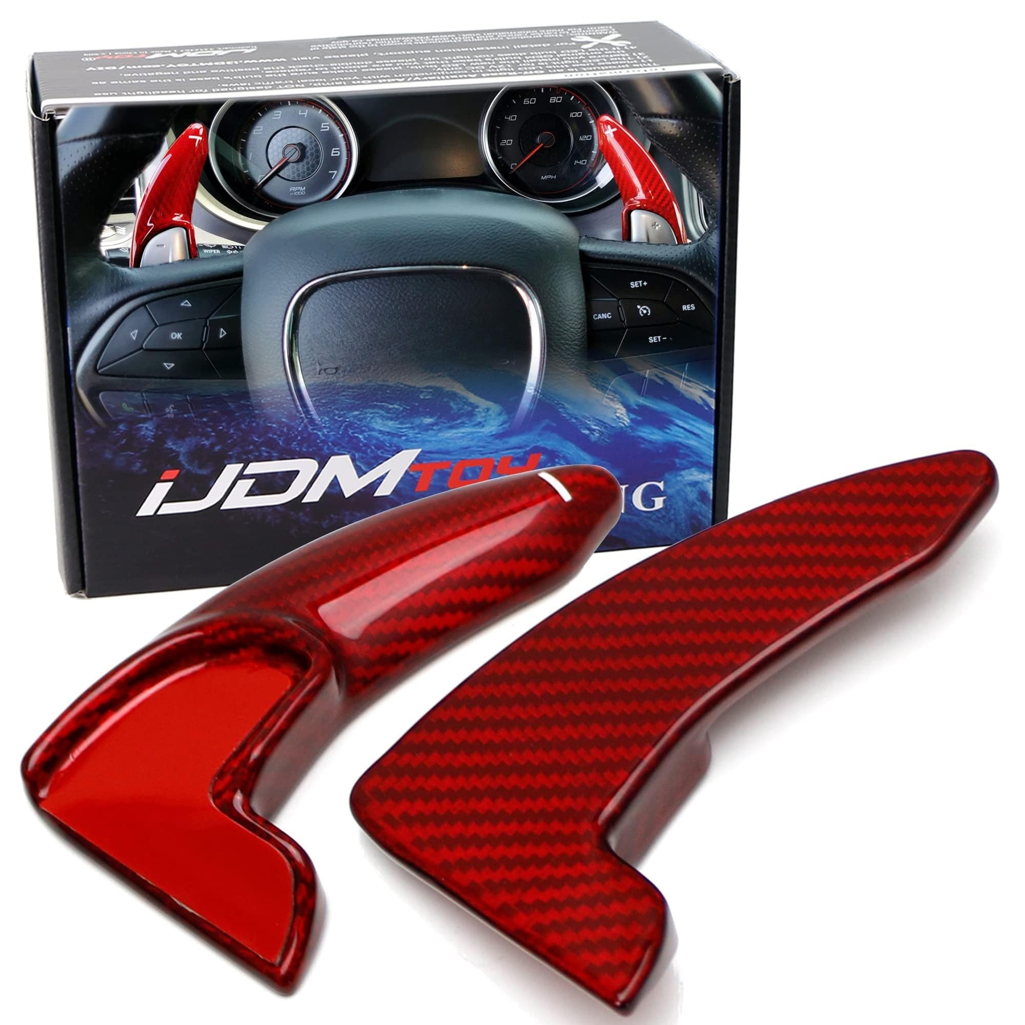 Amazon.com: iJDMTOY High Gloss Red Genuine Carbon Fiber Large Paddle ...