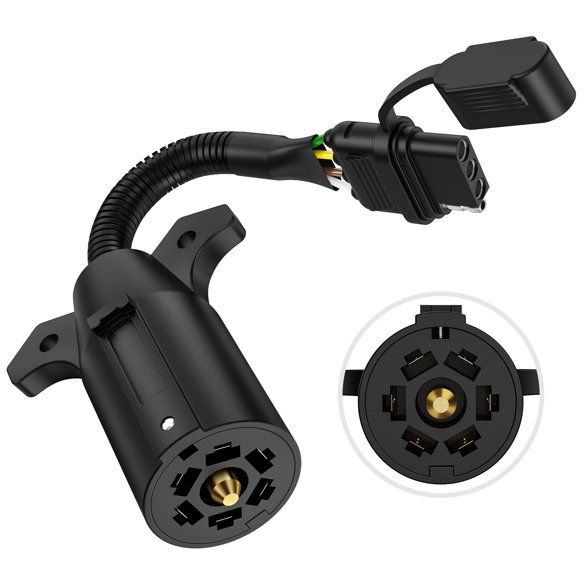 Snapklik.com : MICTUNING 7 Way Blade To 4 Way Flat Trailer Adapter