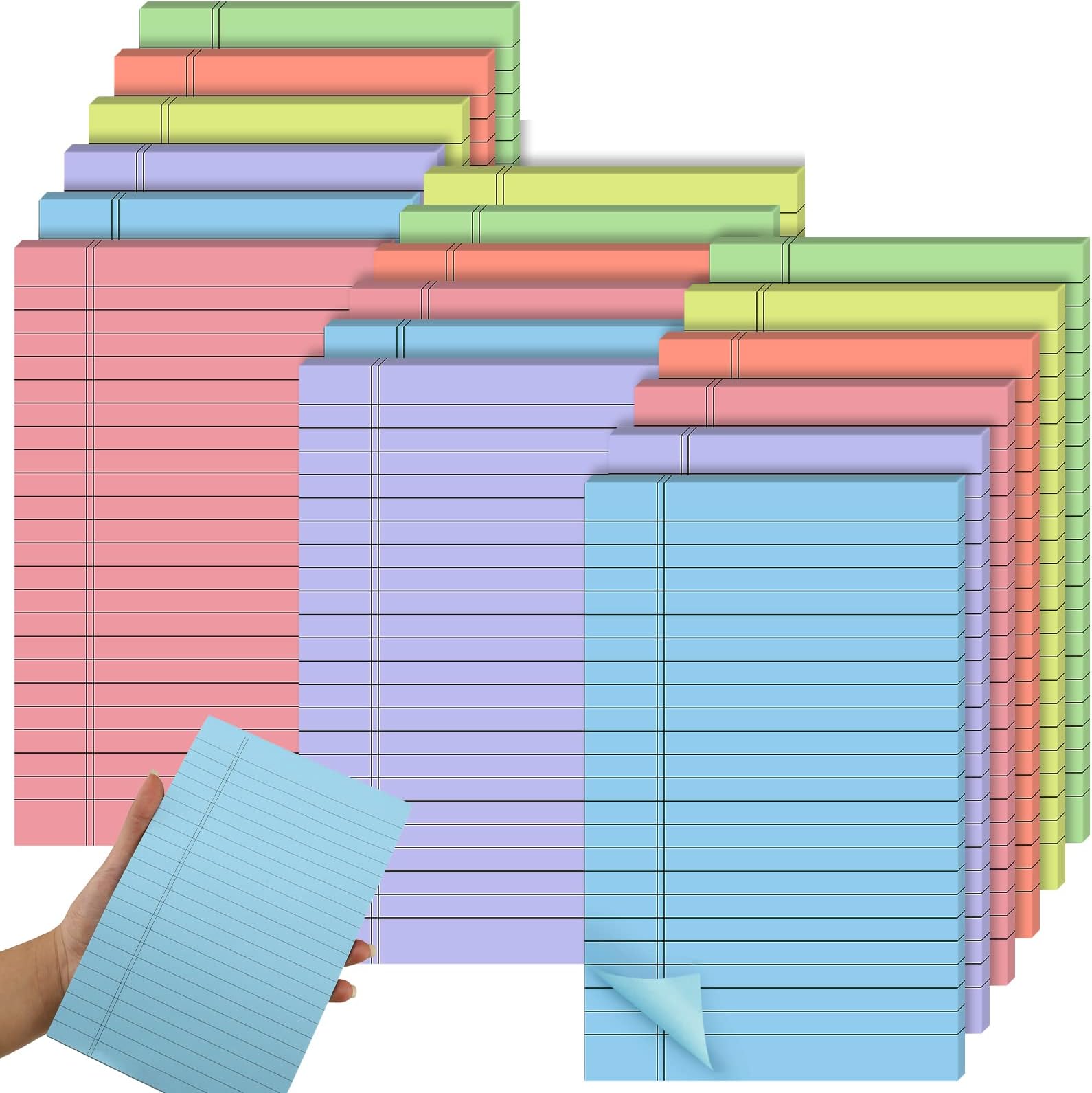 Amazon.com : 18 Pcs Large Lined Sticky Notes 5 x 8 Inch 6 Colors Self ...