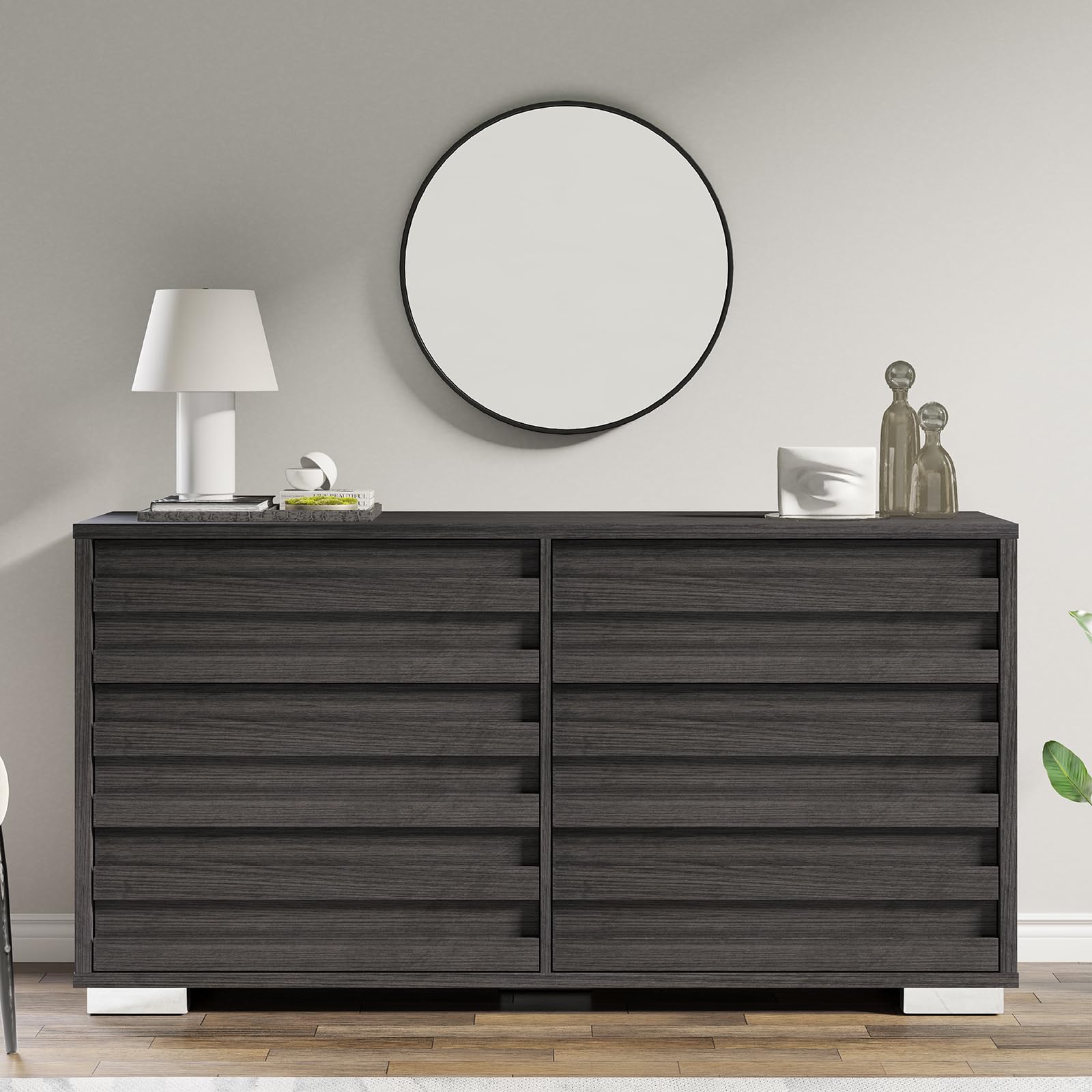 Amazon.com: AMERLIFE Farmhouse Double Drawer Dresser with 6 Drawers, 54 ...