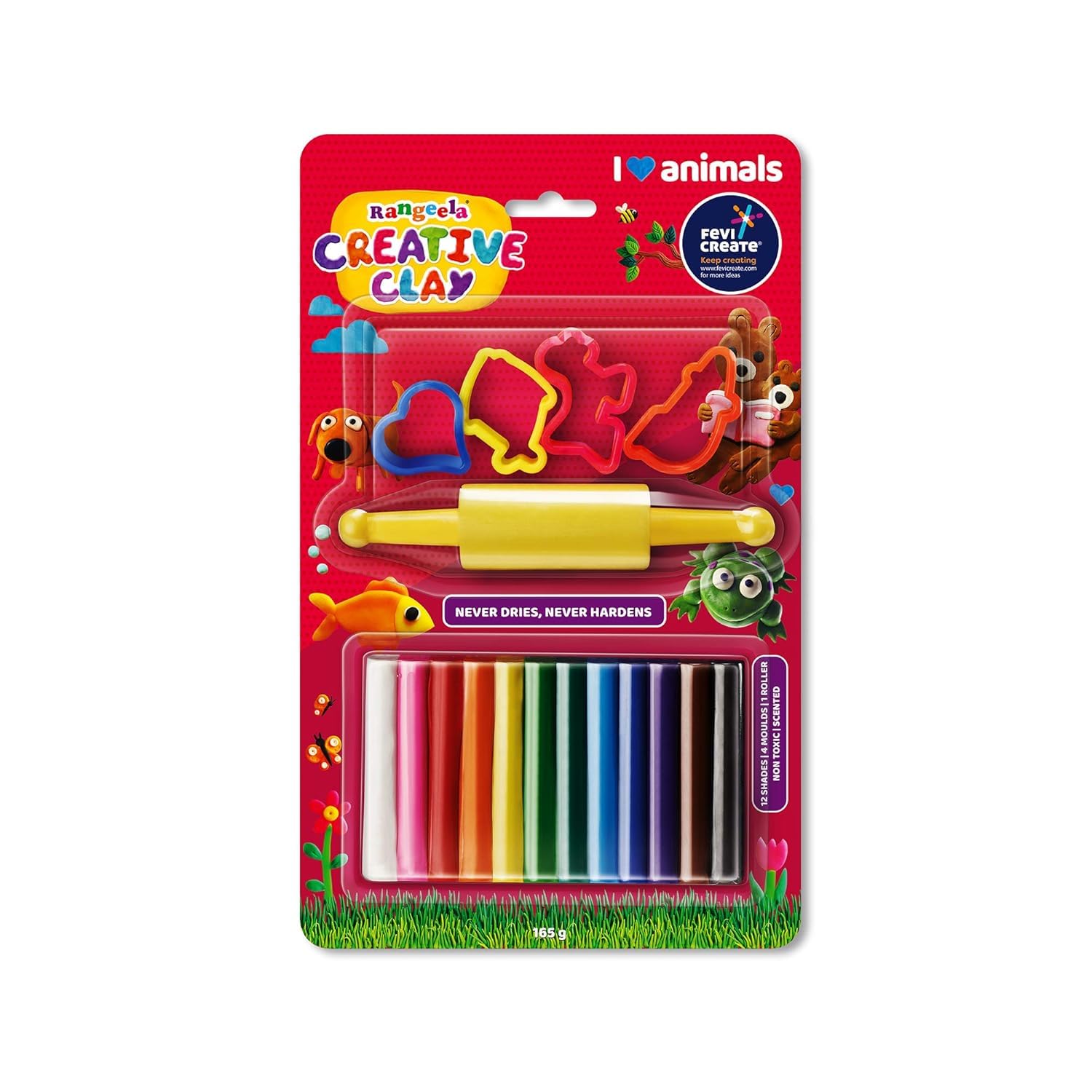 BKDT Marketing Creative Clay Set - Pack 12 Color Bars, 1 Roller, 4 ...