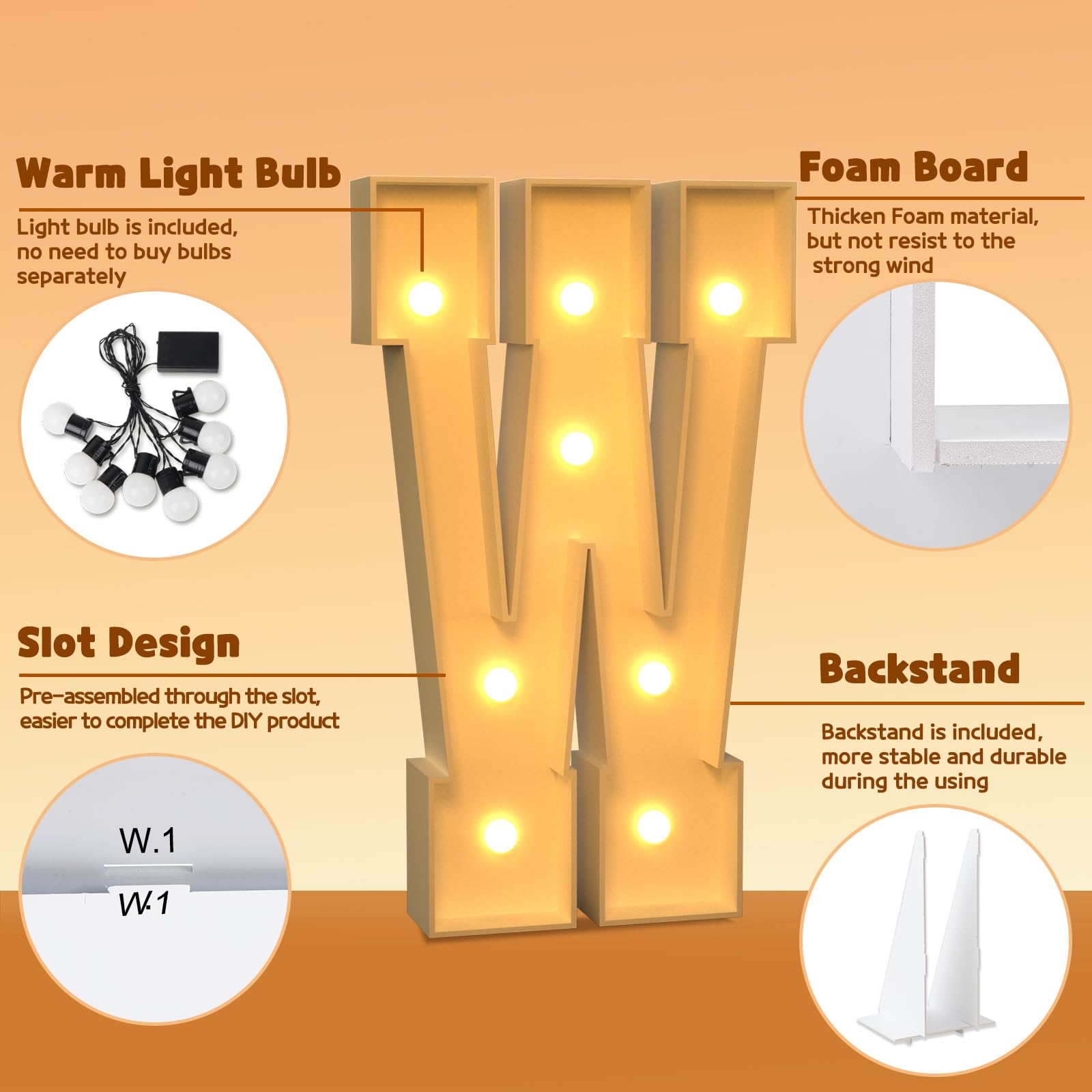 Snapklik.com : Imprsv 3FT Block Marquee Letters, Marquee Light Up ...